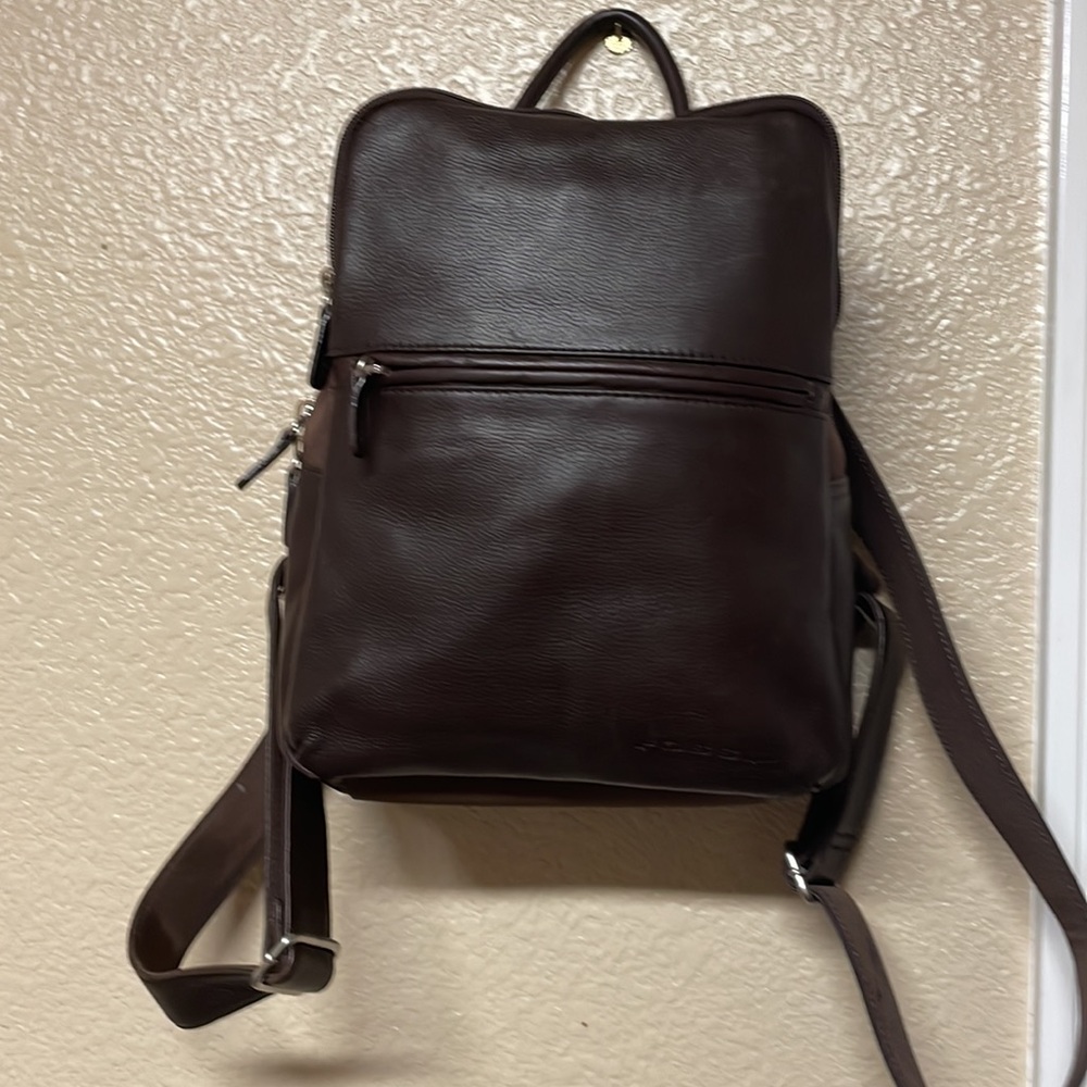Vintage 1954 Fossil Brown Leather Backpack - Gem